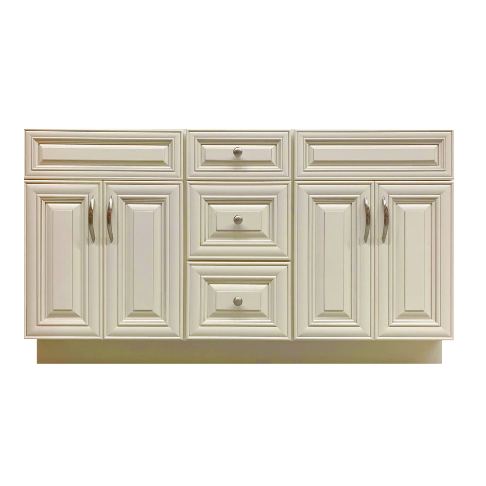 60 inch Solid Wood Double Sink Bathroom Vanity with Quartz Top & Sink ...